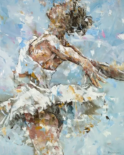 Ballerina in Blue - Dorus Brekelmans | Giclee op canvas | stips.nl