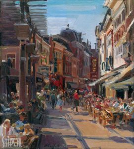 Stads terras - Hans Versfelt - giclée op canvas - stips.nl